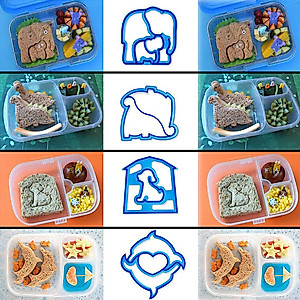 10 Pcs Cookie Cutter Set for Kids and Parents, Sandwich and Bread Crust Cutters of Various Kinds- Butterfly, Dinosaur, Elephants, Dog, Car, Dolphin, Square, Heart, Star in 10 Cute Shapes