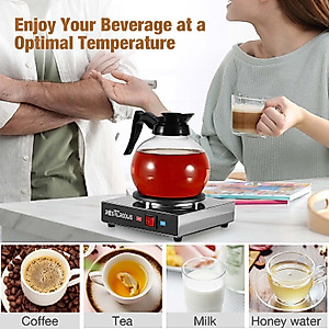 Restlrious Commercial Coffee Warmer Single Burner Decanter Warmer Plate, Stainless Steel Portable Warmer for Standard Glass Decanter, Suitable for Cafe, Break Room, Buffet, Event and Commercial Use