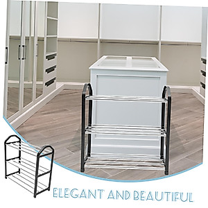 Alipis Shoe Rack Shoe Storage Organizer Freestanding Shoe Cabinet Shoe Shelf Shoe Holder Shoe Stand Metal Organizer Shelf Three-Layer Shoe Storage Rack Stainless Steel Storage Bag Plastic