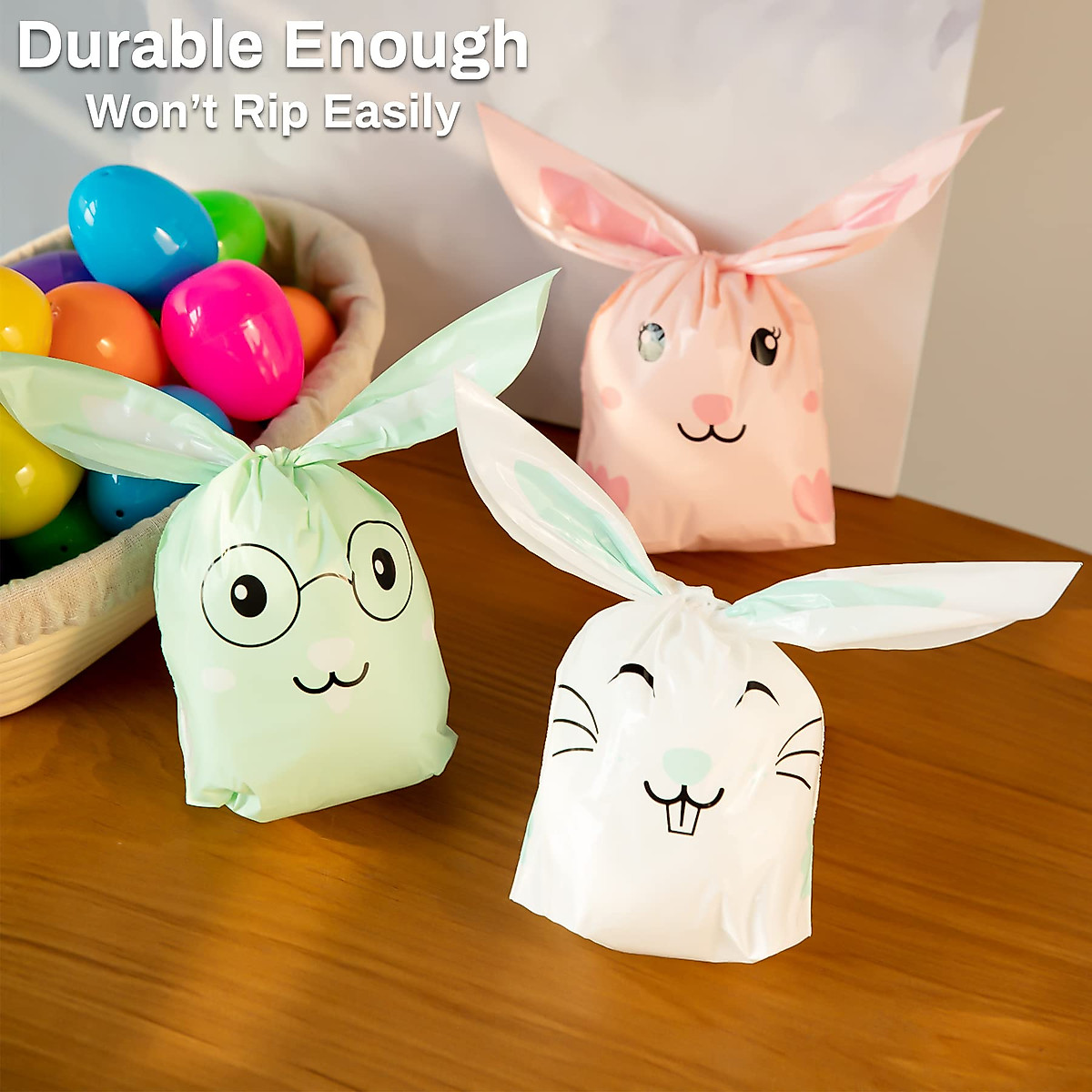 DECORLIFE 72PCS Easter Goodie Bags, Easter Bags for Treats, Bunny Bags for Kids, Candy, Cookies, Toys, Snacks Party Supplies