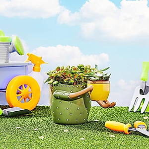 VIRTUNE Adorable Indoor Plant Pots. 5" Flower Pot & 2" Small Succulent Pot with Drainage. Indoor Planters, Small Plant Pots Indoor, Cute Pots for Indoor Plants, Succulent Planter (Green)