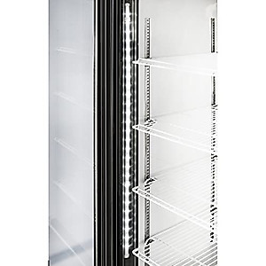 FRICOOL Merchandiser Refrigerator 2 Sliding Doors, 31 cu ft Beverage Display Cooler, Commercial Upright Fridge with LED Lighting, Adjustable Shelves for Displaying Beverages and Drinks, Black