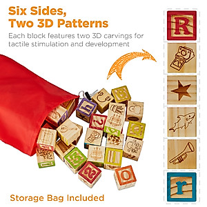 Best Choice Products 40-Piece Kids Wooden ABC Block Set, Building Education Construction Alphabet Letters & STEM Toy for Toddlers w/Carrying Case