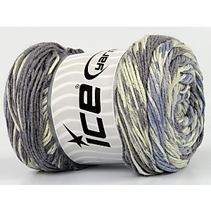 Lot of 4 x 100gr Skeins Ice Yarns Jacquard Cotton (60% Cotton) Yarn Cream Grey Light Blue