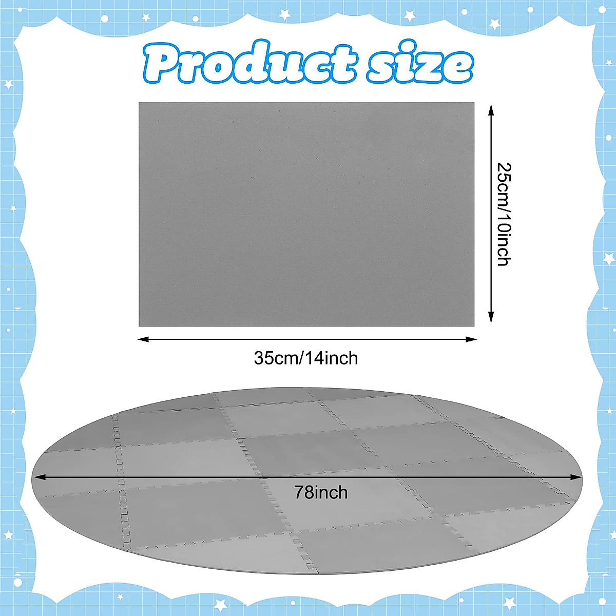 Jutom 78 Inch Diameter 21 Pcs Hot Tub Mat Interlocking Foam Ground Hot Tub Flooring Protector Inflatable Non Slip Pool Spa Floor Pad for Outdoor Balcony Shower(1/2 Inch)