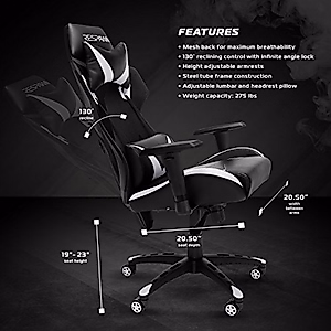 RESPAWN RSP-205 Racing Style Gaming Chair, Leather, White