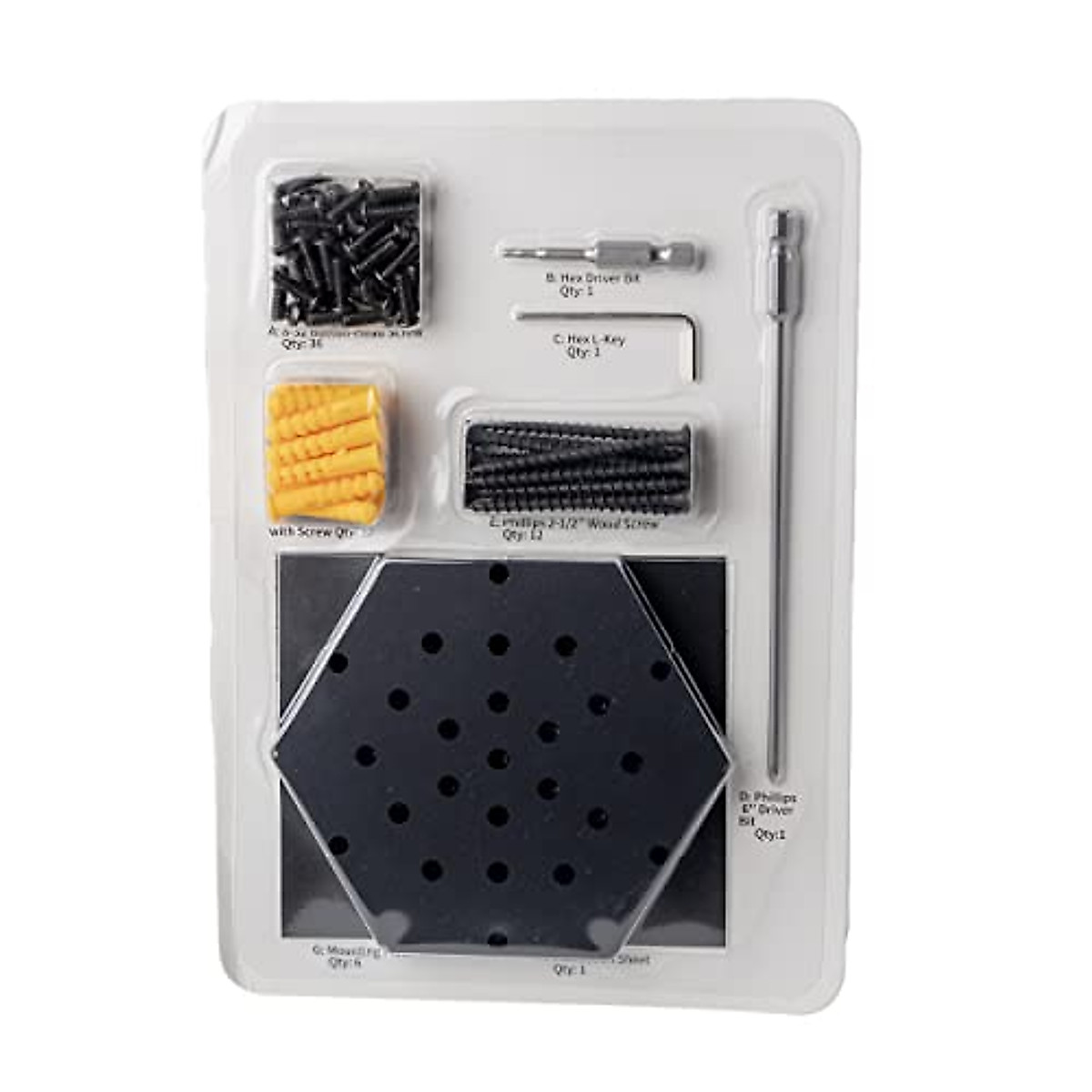 WineHive Bundle - 2 Items Cell Modern Modular Wine Storage System - 20 Cell with Wall Mount Hardware Kit - Black