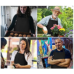 Hongsome Artist Apron,Paint Garden Pottery Teacher Painting Aprons for Adults Women 3 Pockets, Adjustable Bib Apron for Art Gardening Cooking Black