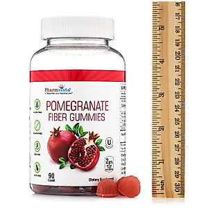 Pharmvista Pomegranate Fiber Gummies for Adults & Kids 100mg - Gluten Free Vegan Pomegranate Supplement Rich in Dietary Fiber Chewables Gummies- 90 Count