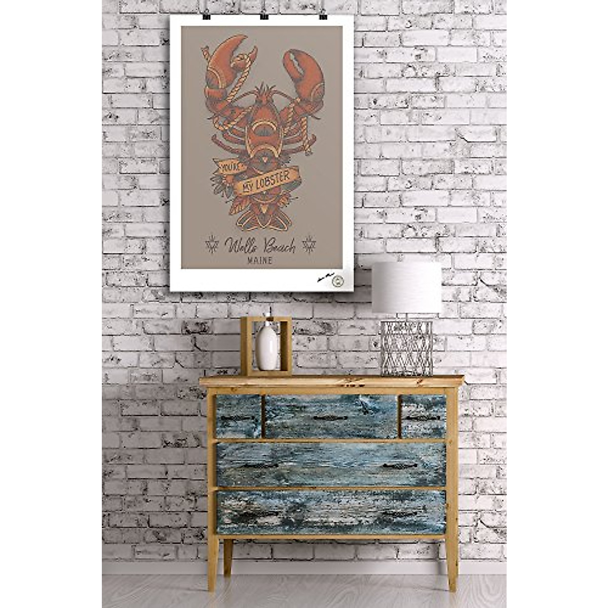 Wells Beach, Maine, You're my Lobster, Lobster Tattoo 84699 (24x36 SIGNED Print Master Art Print, Wall Decor Poster)