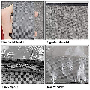 homyfort Underbed Storage Bags Containers 2 Pack - Large Capacity Under Bed Storage Box with 4 Handles and Sturdy Zippers,Clear Window for Blankets,Clothes,Comforters (Grey)