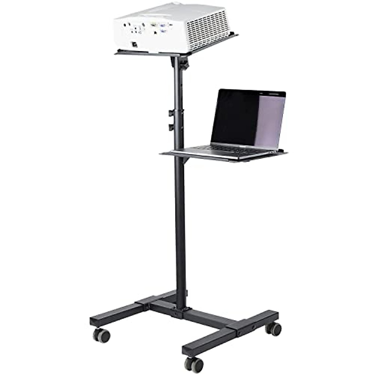 StarTech.com Mobile Projector and Laptop Stand/Cart - Heavy Duty Portable Projector Stand (2 Shelves, hold 22lb/10kg each) - Height Adjustable Rolling Presentation Cart w/Lockable Wheels (ADJPROJCART)