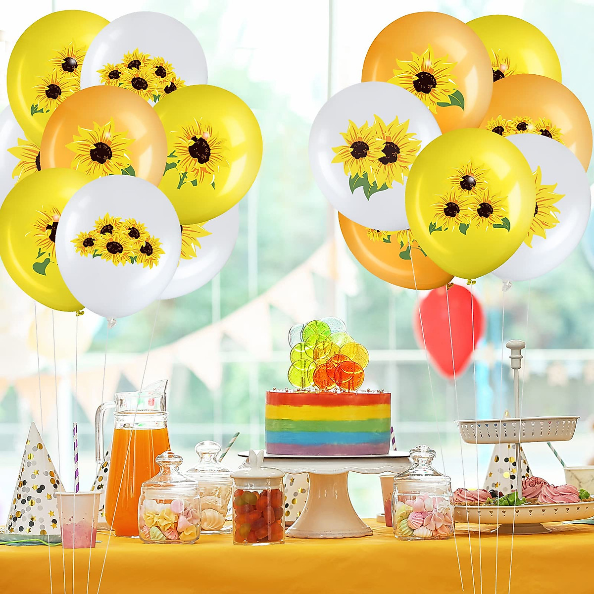 45 Pieces Sunflower Party Decorations Balloons Sunflower Latex Balloons 12 Inches Yellow White Sunflower Balloons for Summer Sunflower Themed Baby Shower Birthday Wedding Party Decorations Supplies