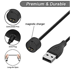Emilydeals 2-Pack Charger for Amazfit Band 5, Xiaomi Mi Band 7/6/5 Activity Fitness Tracker - Replacement Magnetic Charging Cable USB Cord [50cm/1.6ft] (2)