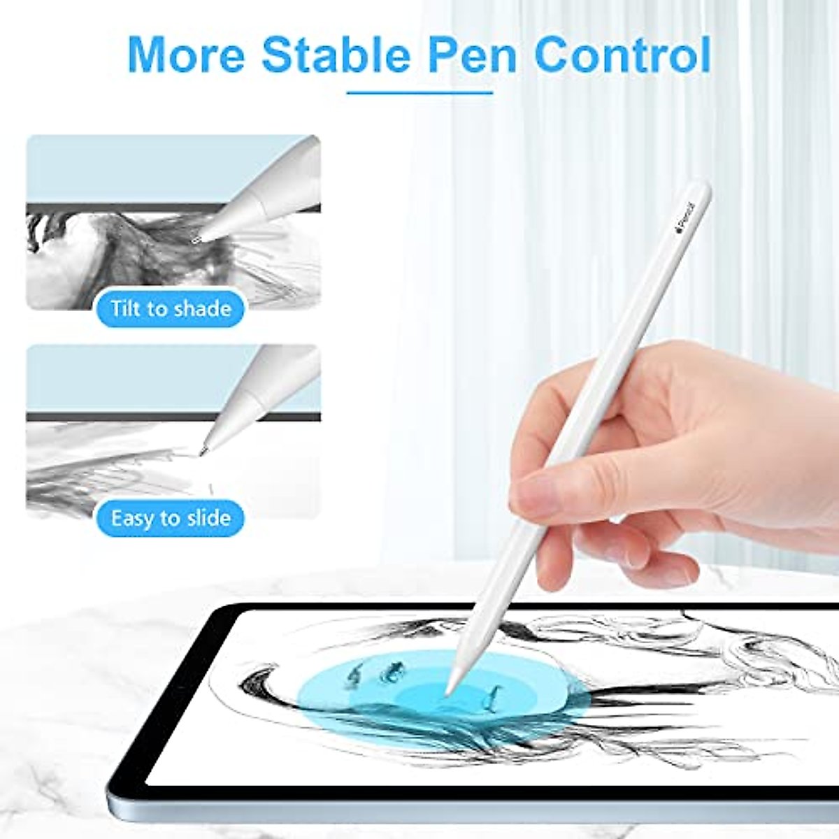 Digiroot Upgraded Replacement Tip for Apple Pencil 1st/2nd Generation&Logitech Crayon, 0.72mm No Wear Out Fine Point Precise Control Pen Like Nibs for iPad Pro/Air/Mini Pencil-2 Pack
