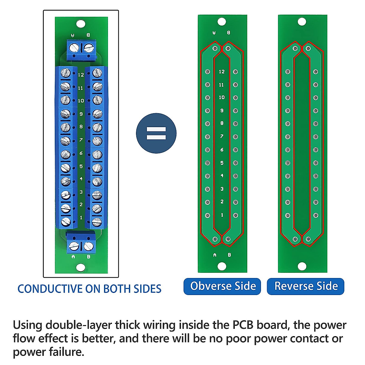 WayinTop PCB Double-Layer Wiring Power Distribution Board Kit, 2 x 12 Position Power Distribution Module 2 Inputs 2 x 13 Outputs for DC AC 24V 10A