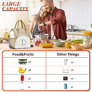 Personalized Lunch Bag for Women, Reusable Insulated Lunch Box Gift for Friend Large Wide-Open Water Resistant Adult Cooler Tote Bag for Work, Travel, Picnic - Printed K