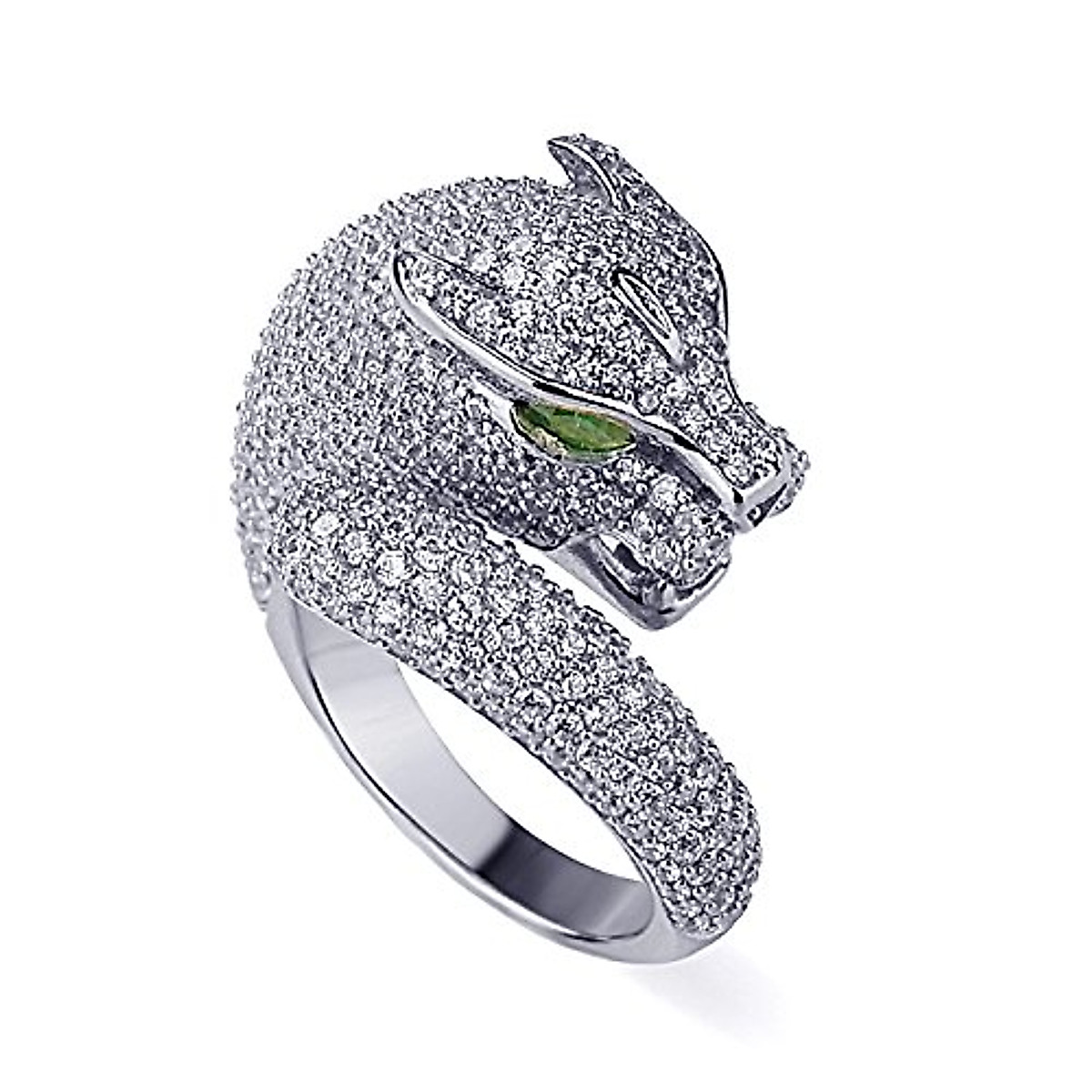 Lavish Sterling Silver Rhodium Plated, Puma Design CZ Pave Setting Right Hand Ring 16mm, 9