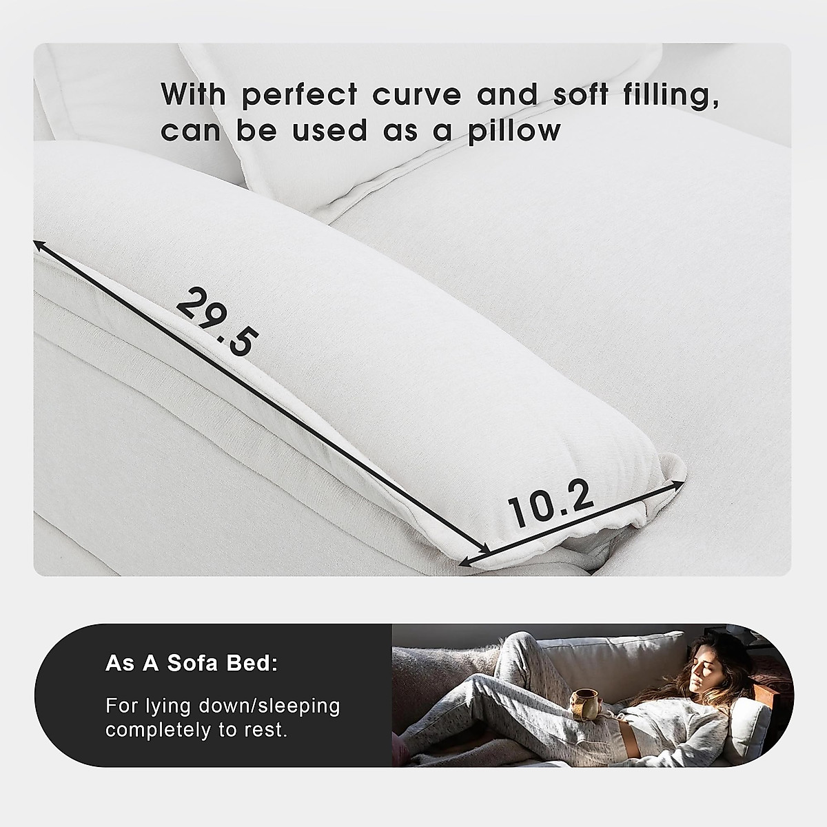 Merax Modern U Shaped Sectional Sofa, Symmetrical Sleeper Couch w/Waist Pillows & 2 Chaise Lounge, for Living Room, Apartment, White