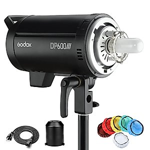 Godox DP600III 600Ws GN80 Studio Flash Strobe Monolight with Bowen Mount, 5600K±200K, 1/2000-1/800S Flash Duration, 1s Recycling time, Built-in Godox 2.4G Wireless System(110V)