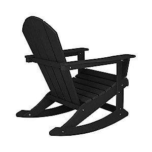 WO Home Furniture Patio Rocking Chair Set of 4 PCS Classic Outdoor HDPE UV Weather Resistant (Black)