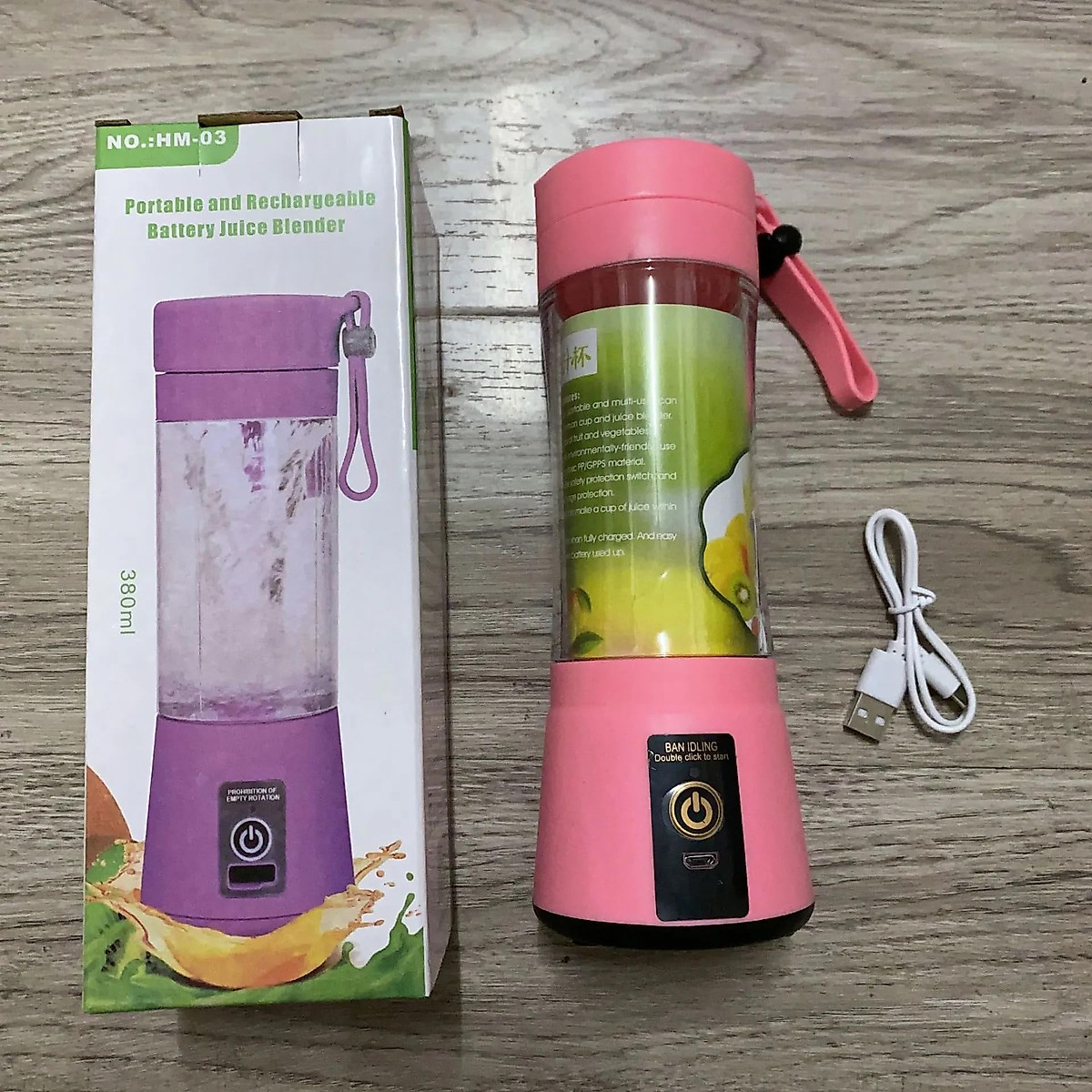 16oz Portable Blender, USB Rechargeable Personal Size Blenders, Smoothie Blender with 6 Blades for Protein & Shakes, Mini juicer with Extra Handle Lid for Travel Sports Outgoing