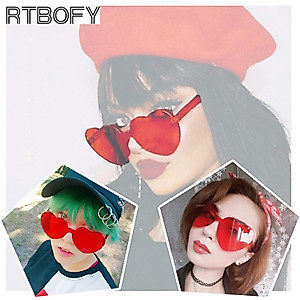 RTBOFY 2 Pack Red Heart Sunglasses for Women Rimless Heart Shaped Glasses Bulk Party Favor Valentines Day