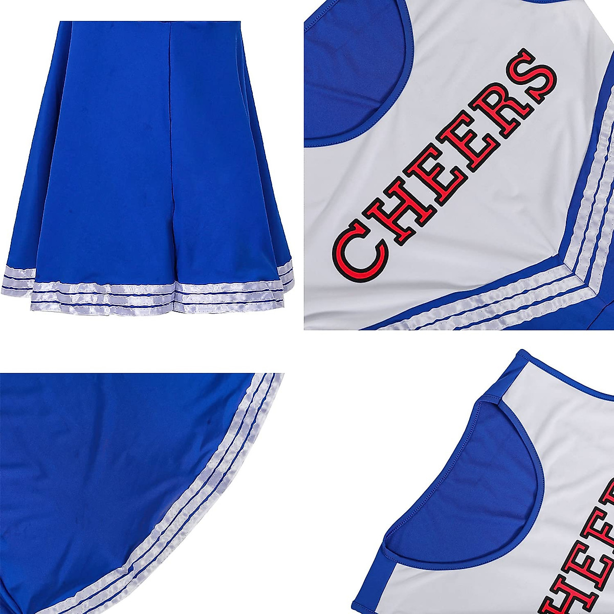 Colorful Cheerleader Costume for Women - Size L, Blue
