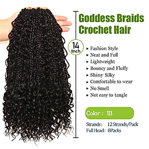 Goddess Bohemian Box Braids Crochet Hair-8 Packs 18 Inch Boho Crochet Braids for Black Women Synthetic Braiding Hair (1B#, 24 Inch (Pack of 7))