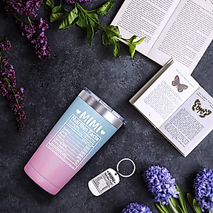 SpenMeta Mimi Gifts - Mimi Mothers Day Gift, Mimi Nutrition Facts Tumbler - Mothers Day, Birthday, Christmas Gift for Grandma - 20oz Mimi Tumbler Cup