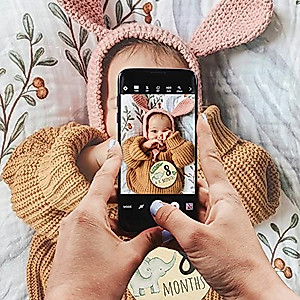 Wooden Baby Monthly Milestone Cards with Announcement Sign, Pregnancy and Baby Shower Gifts for Boys and Girls, Newborn Photography Props