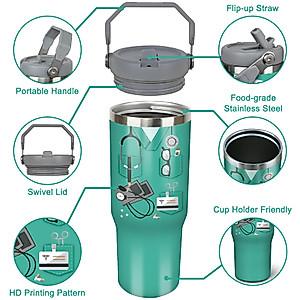 soeufnwhf 30oz Nurse Tumbler Cup with Handle Nurse Travel Coffee Mug, Nurse Nutrition Facts Tumbler, Best Nursing School Gifts, Nursing Graduation Gifts, RN Gifts for Nurses Appreciation Gifts