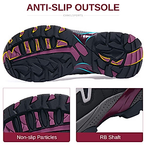 CAMELSPORTS Women's Hiking Shoes Waterproof Lightweight Trail Running Shoes Non-Slip Breathable Outdoor Sneakers for Trekking Walking Black