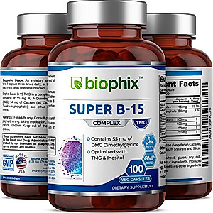 Super B-15 100 Vcaps - Niacin Calcium Choline Inositol DMG TMG - Supports Healthy Oxygen Energy Levels