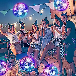 Libima 48 Pcs LED Inflatable Beach Ball 12 in Clear Confetti Glitter Beach Balls Glow in The Dark Ball Swimming Pool Ball Toy Light up Beach Balls for Summer Beach Pool and Party Favor (Colorful)
