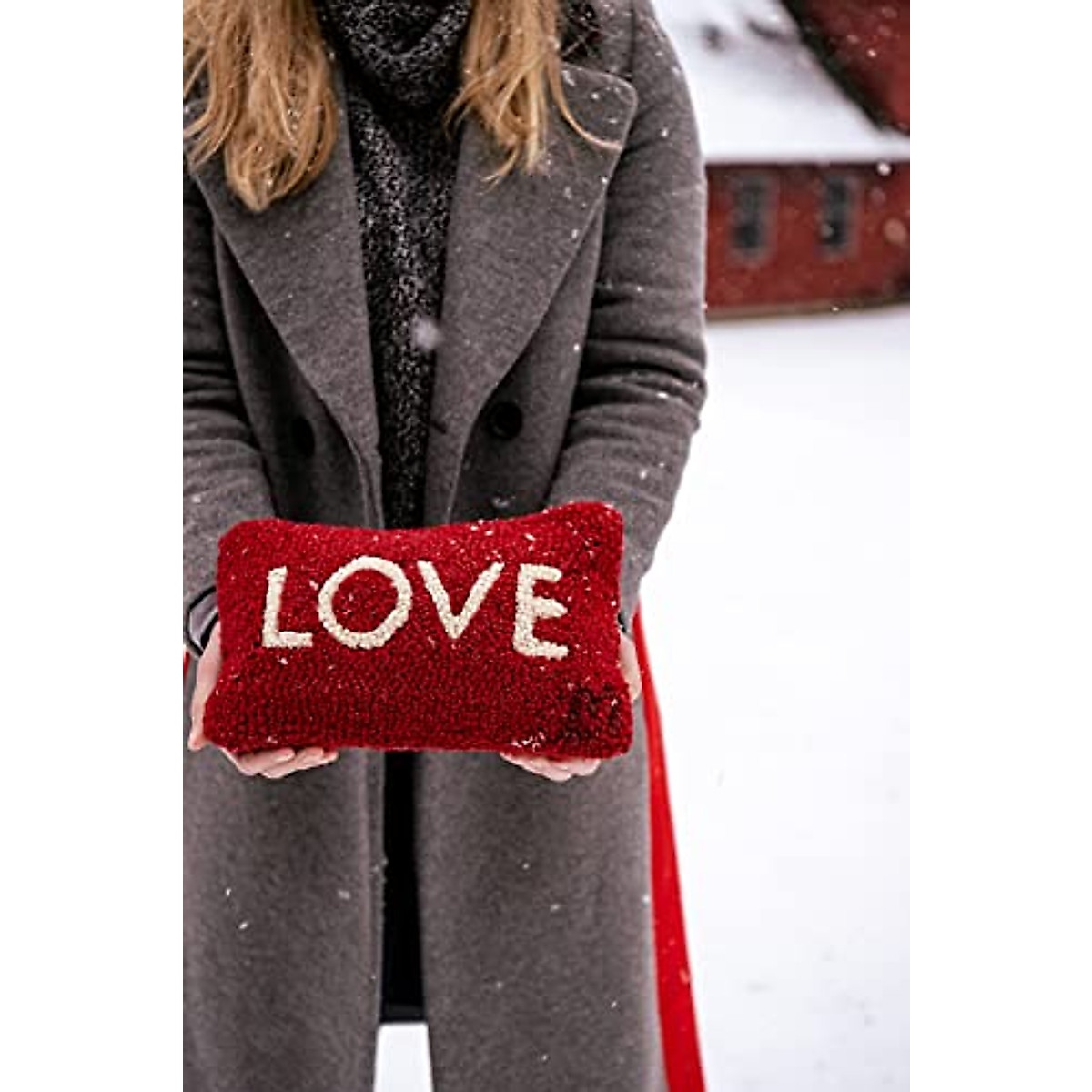 Chandler 4 Corners Artist-Designed Love Hand-Hooked Wool Decorative Throw Pillow (8” x 12”) Valentine's Day Pillow for Couches & Beds - Easy Care, Low Maintenance Love in Red Pillow for Anniversaries