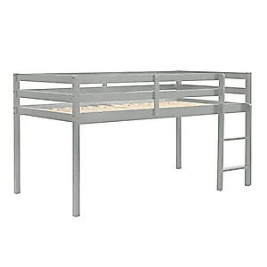 LoLado Loft Bed Twin,Loft Bed for Kids with Ladders and Guard Rails,Solid Wood and Sturdy Low Loft Bed Frame for Boys Girls and Junior,No Box Spring Needed,Easy to Assembly,Twin(Grey)