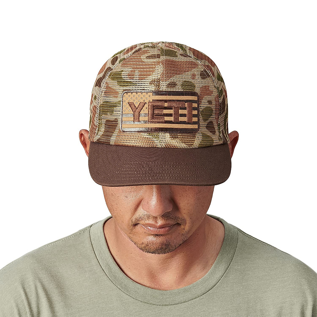 YETI USA Flag Hat, Brown/Camo, One Size