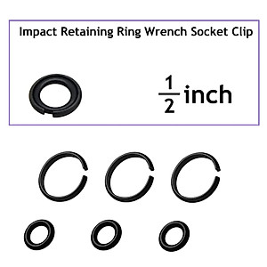 (6+6 Sets) 1/2” Impact Retaining Ring Friction Ring & 3/8” Impact Retaining Ring Friction Ring Anvil Clip with O-Ring for Milwaukee Electric Pneumatic Type Impact Wrench