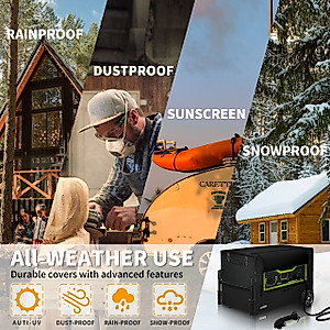 GUYISS Generator Running Cover with Windproof Elastic Cord and Visual Operation Window, 32 "Lx24 "Wx24 "H For Most 5000-10000W Frame Type Generators, Tear Resistant, Black (Patent）