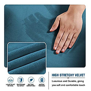 H.VERSAILTEX Real Velvet Futon Cover Armless Sofa Covers Sofa Bed Covers Stretch Futon Couch Cover Sofa Slipcover Furniture Protector Thick Soft Velvet Fabric Form Fitted Stay in Place, Peacock Blue