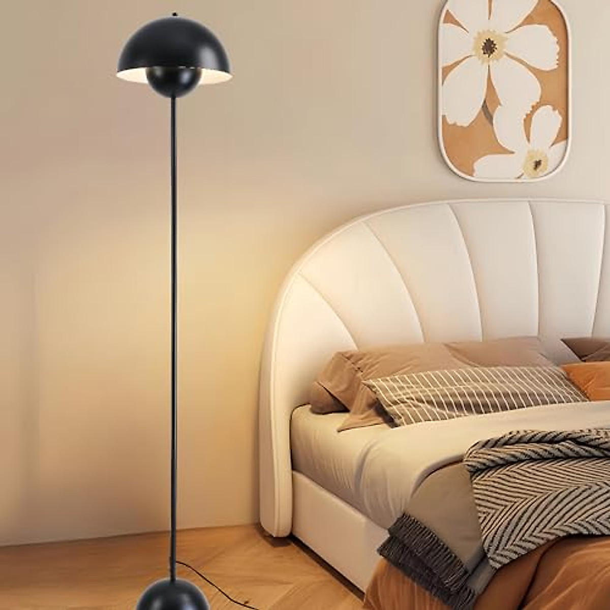 COSYLUX Modern Floor Lamp for Living Room, Industrial Tall Standing Lamp for Bedroom, Metal Shade Reflecting Light Reading Floor Lamp for Office, Nursery Room, Corner(Black)