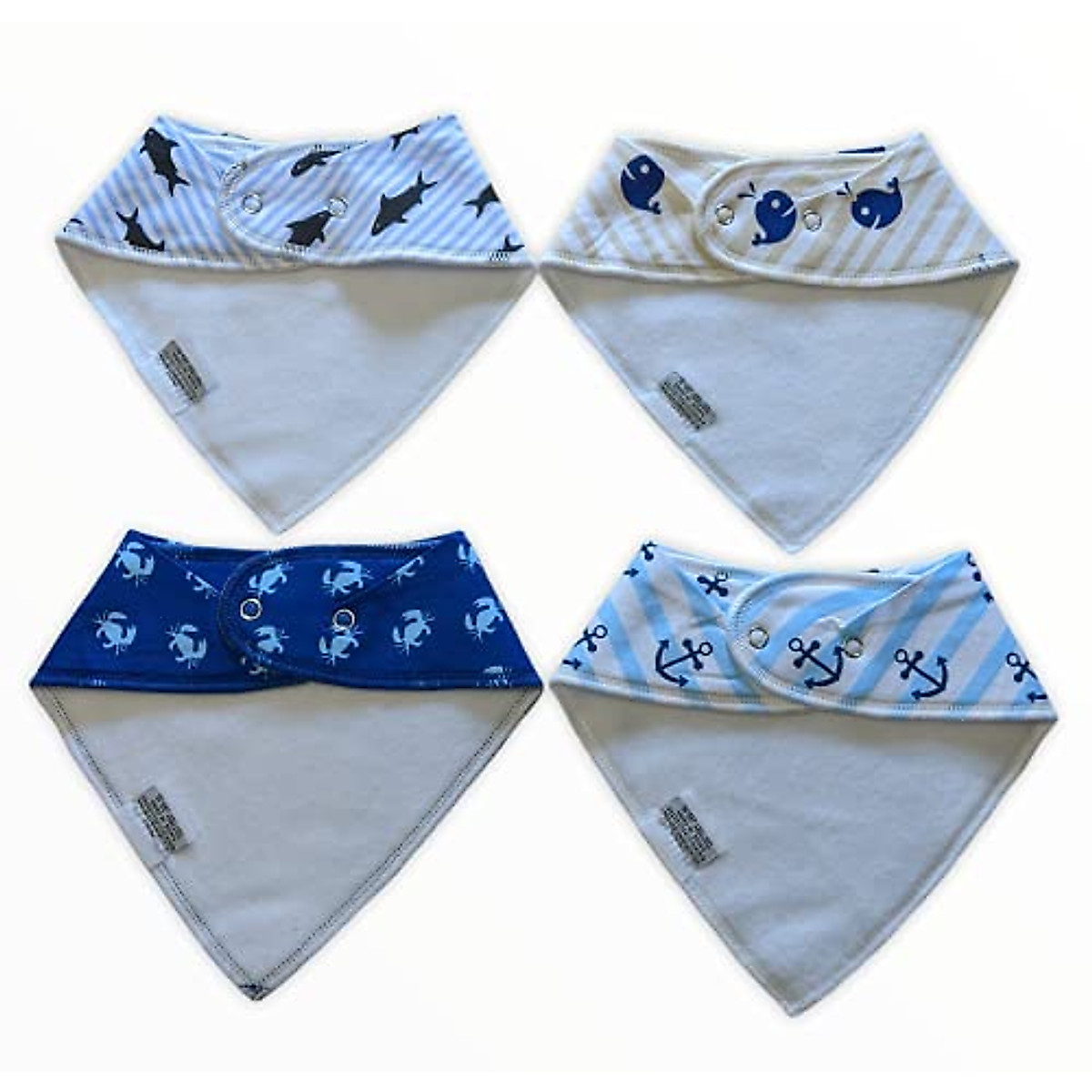 Jolly Jon Nautical Baby Bandana Drool Bibs - 4 Pack Baby Bib Gift Set - Nautical Drooling and Teething Babies – Thick Soft Absorbent Sea Bibs - Cotton Bibs for Boys and Girls