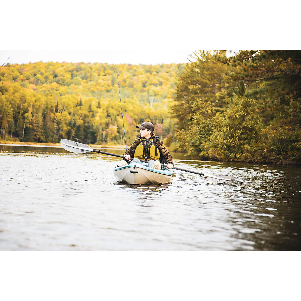 Pelican Sport - Poseidon Angler Kayak Paddle - Granite - 250cm (98.5 in.) - Anti-Slip Coating Aluminum Shaft & Fiberglass Reinforced Polypropylene Blades - 0/65° Blade Angle - PS1977-00