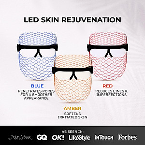 LifePro Red Light Therapy Face Mask - LED Light Therapy Mask with 3 Colors for Face - Portable Skin Care Device for At-Home Facials