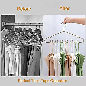 Multifunctional Wavy Hangers, Vest Hangers, Bra Hangers, Scarf Hangers, Space-Saving Metal Hangers for Hanging Halter Tops, Vests, Scarves, Ties, Belts, Hats Hangers。 (5 PCS) (Rose-Gold)
