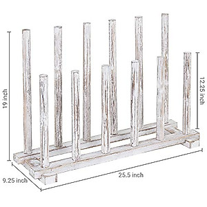MyGift Shabby Whitewashed Wood Boot Rack Organizer Tall Boots Inverter Holder - Holds up to 6 Pairs