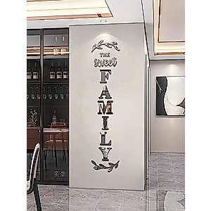 YUZUCMCM Home Wall Decor Family Letter Signs Mirrors Wall Stickers Wall Decor for Living Room Bedroom Wall Decals Peel and Stick(Silver, 88 X 18 in)