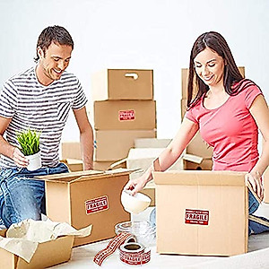 Immuson Warning Fragile Tape, 3" X 2" Fragile Handle with Care Warning Stickers for Shipping and Packing,500 Labels Per Roll (1 Roll)