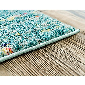 Unique Loom Vita Collection Over-Dyed Southwestern Tribal Vintage Area Rug, Rectangular 9' 0" x 12' 0", Turquoise/Yellow